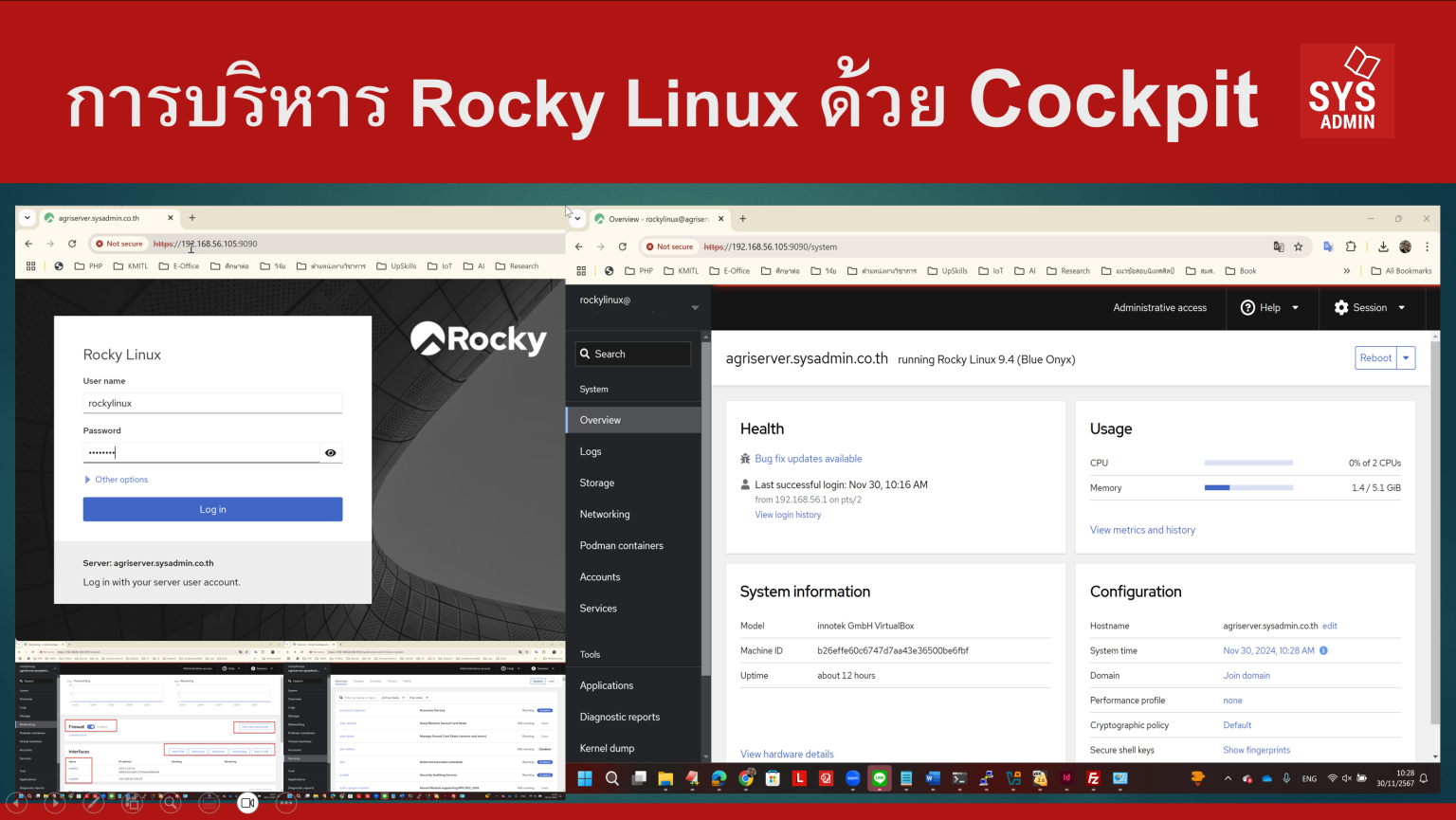 การบริหาร Rocky Linux อย่างง่ายด้วย Cockpit – SYSADMIN KNOWLEDGE